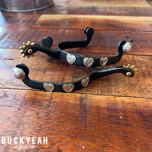 Ladies Heart Overlay Black Spurs – Buck Yeah