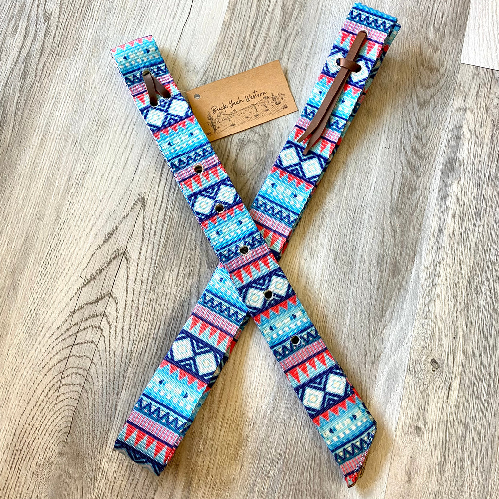 Premium Quality Blue Aztec Print Nylon Latigo Set – Buck Yeah
